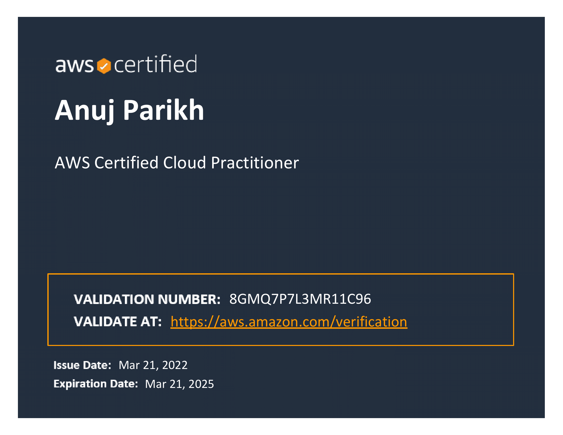 aws certified cloud practitioner amazon web services march 2022 march 2025